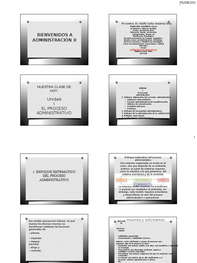 Unidad 1 - El Proceso Administrativo. | PDF | Planificación | Calidad (comercial)