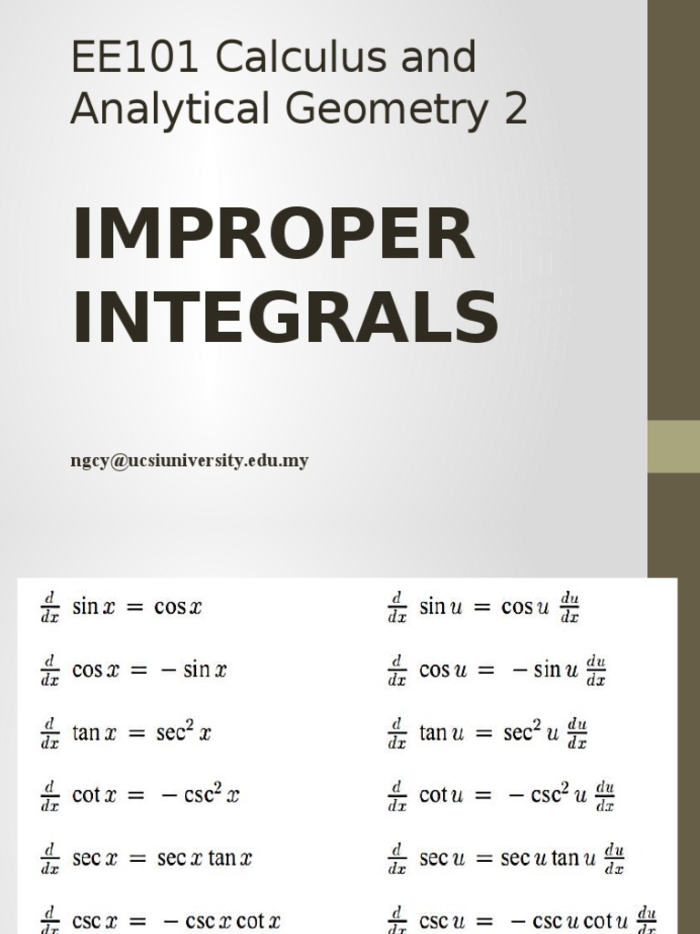 EE101 Calculus and Analytical Geometry 2: Improper Integrals | PDF ...