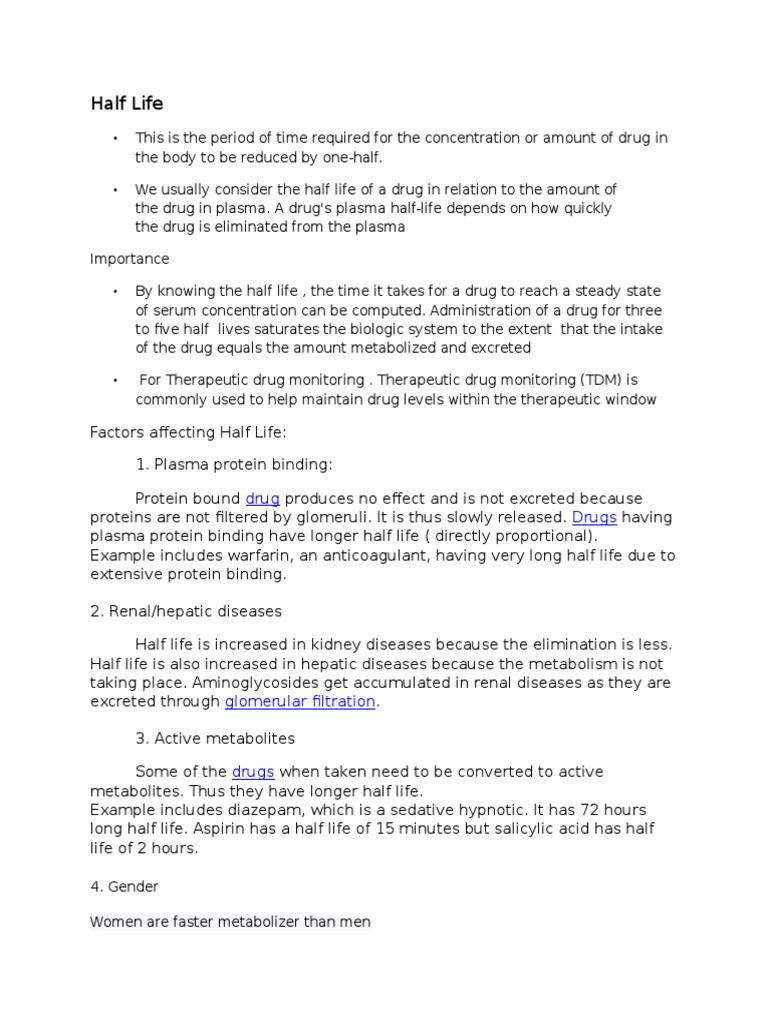 Half Life: Drug Drugs | PDF