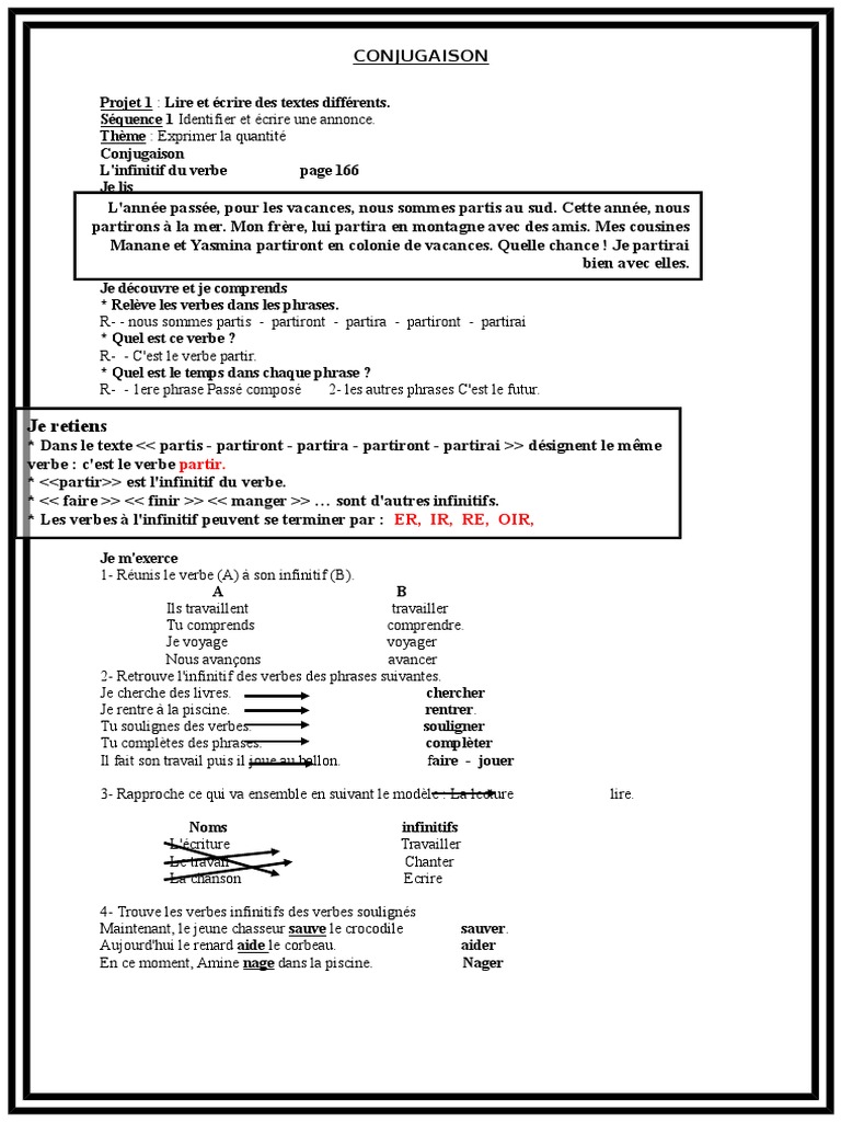 Conjugaison et pronoms en français 4AP | PDF | Verbe | Nombre grammatical
