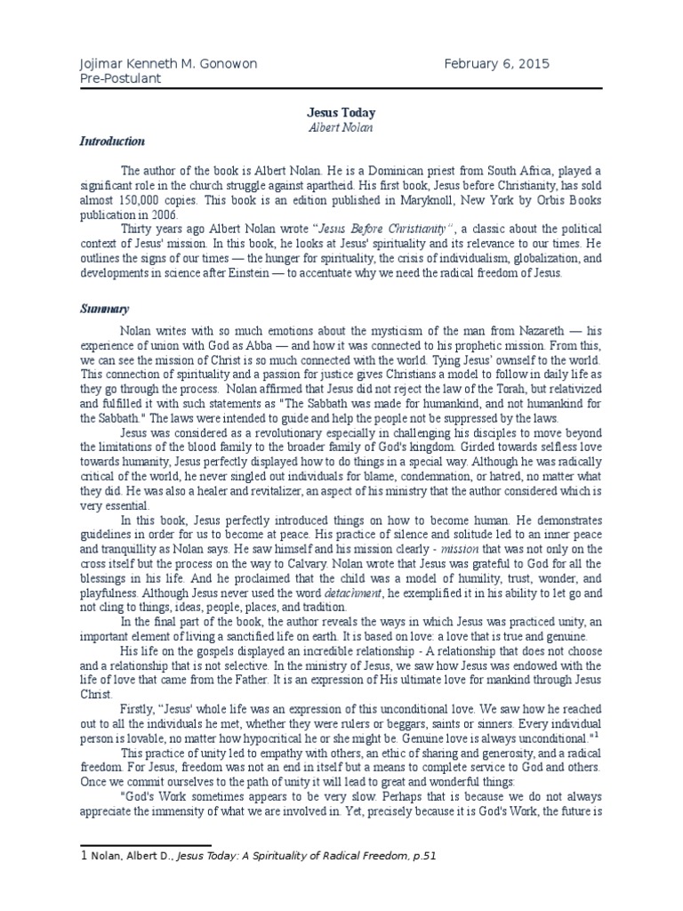 Book Report Jesus Today | PDF | Spirituality | Jesus
