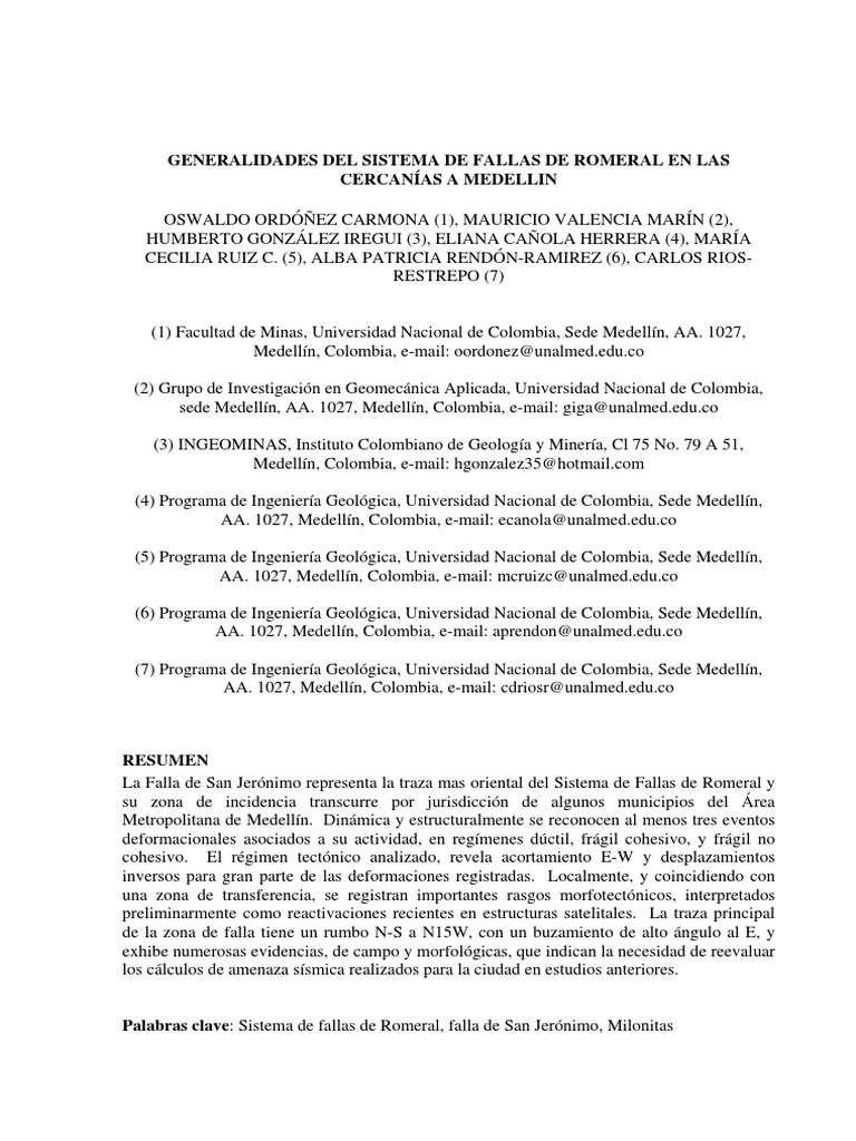 Generalidades Del Sistema de Romeral en Cercanias A Medellin | PDF ...