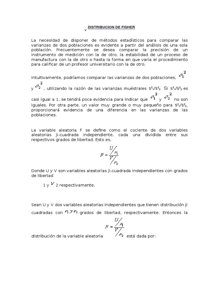 Distribucion de Fisher | PDF | Distribución de probabilidad | Variable ...