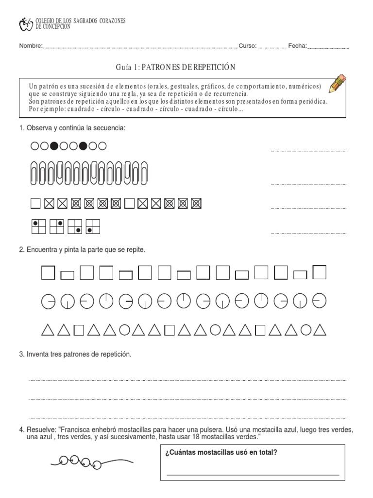 Guias Unidad 6 Patrones y Algebra 1 | PDF | Secuencia | Ecuaciones