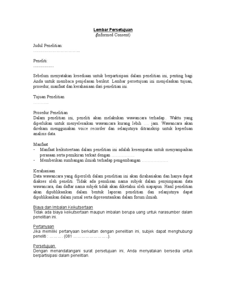Contoh Informed Consent | PDF