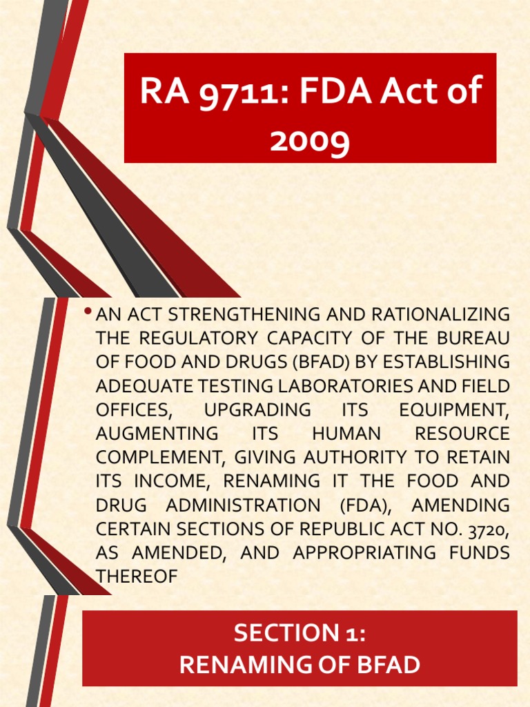 Ra 9711-FDA Act of 2009 | PDF | Food And Drug Administration | Government