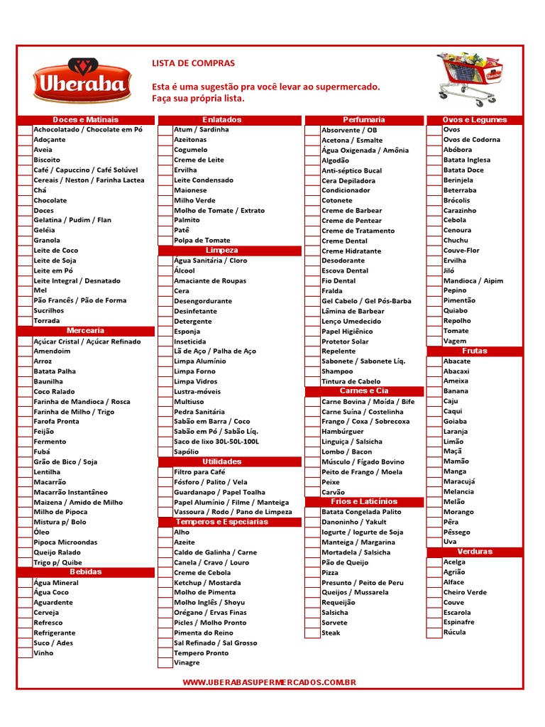 Lista Supermercado PDF | PDF | Milho | Chocolate