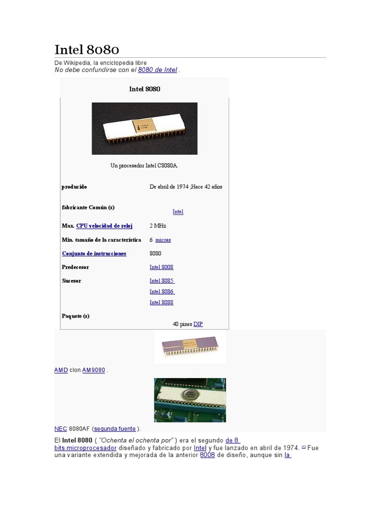 Intel 8080 | PDF | Poco | Compatibles con PC Ibm