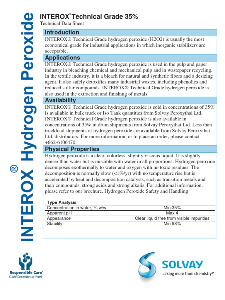 Interox Technical Grade 35%: Type Analysis | PDF