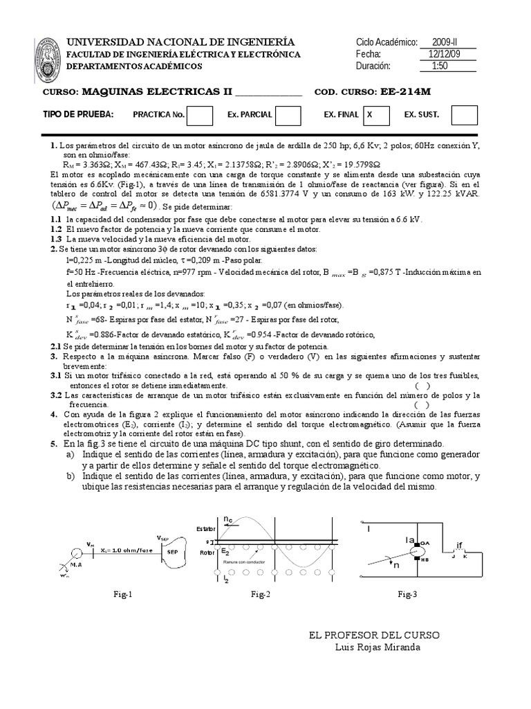 Ee214 Ef2009 Ii | PDF | Equipo eléctrico | Física
