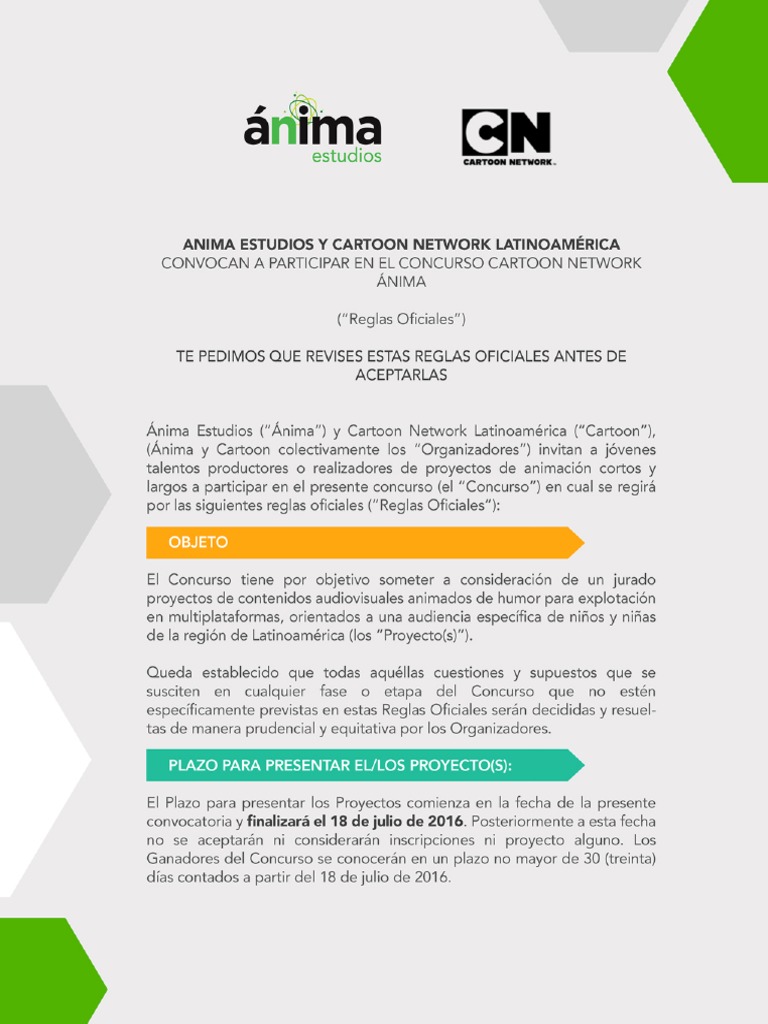 Convocatoria Concurso CARTOON NETWORK ÁNIMA | PDF | Serie animada | Serie