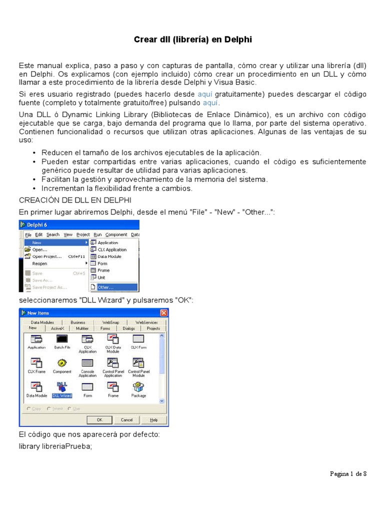 Crear DLL (Librería) en Delphi | PDF | Básico | Equipo de oficina