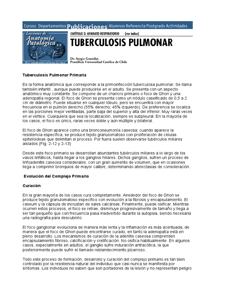 Tuberculosis Pulmonar | PDF | Tuberculosis | Metástasis