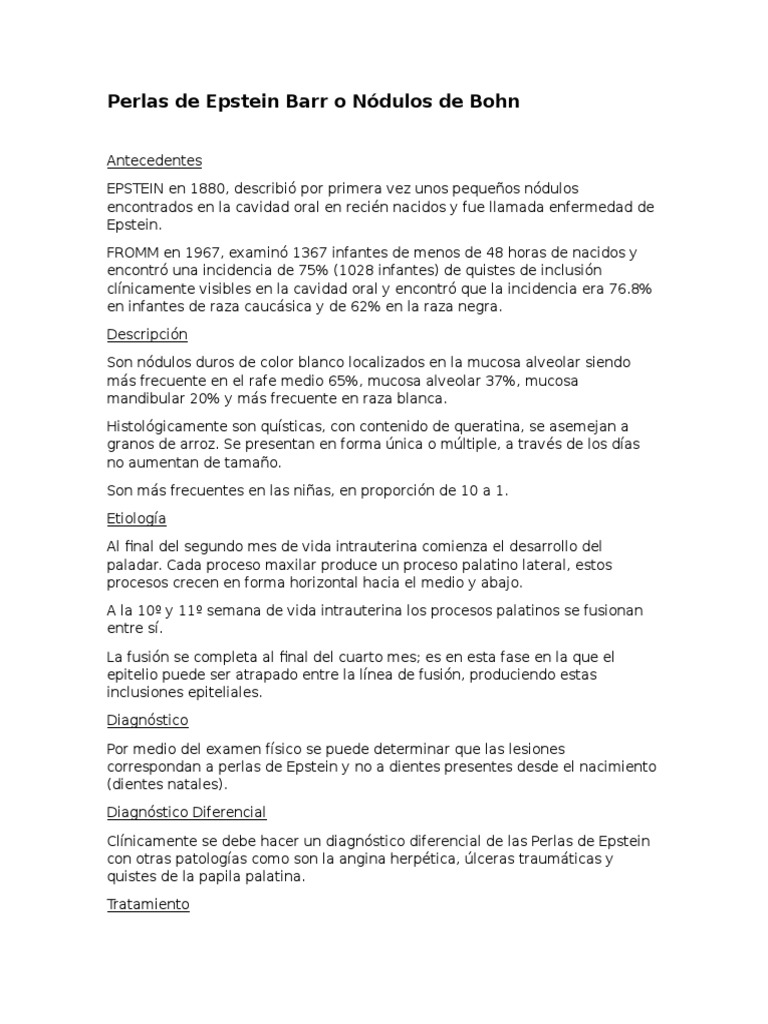 Perlas de Epstein Barr o Nódulos de Bohn | PDF