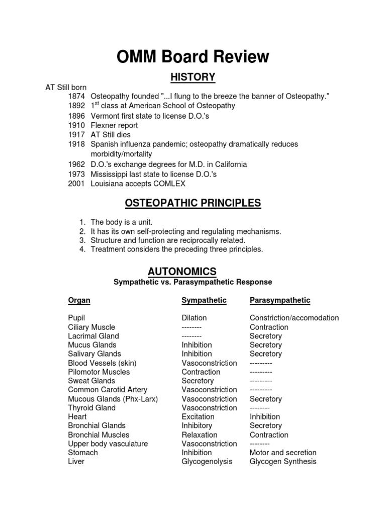 OMM Board Review | PDF | Anatomical Terms Of Motion | Vagus Nerve