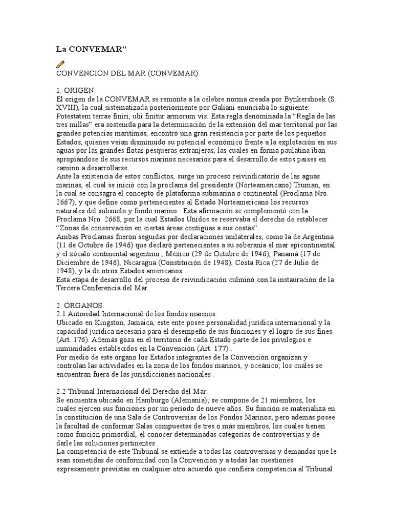 CONVEMAR | Descargar gratis PDF | Aguas territoriales | Convención de ...