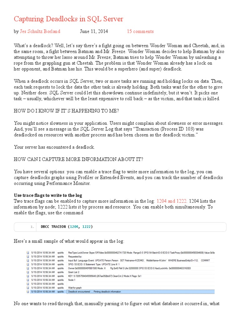 Capturing Deadlocks in SQL Server - Brent Ozar Unlimited® by Brent Ozar Unlimited® | PDF ...