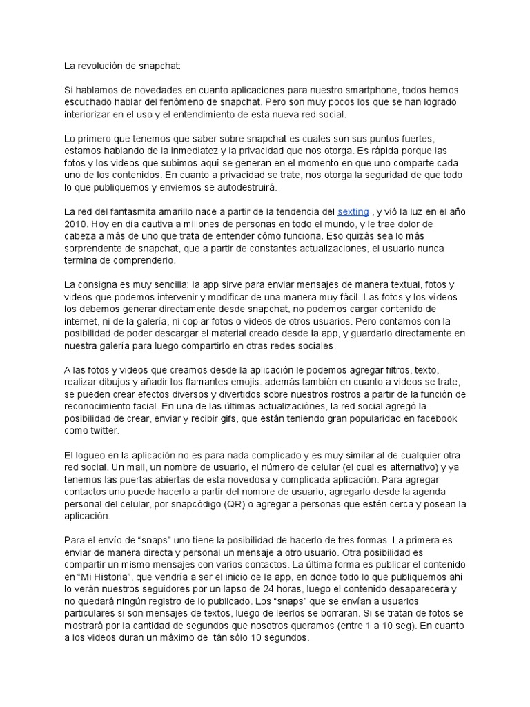 Snap Chat | PDF | Snapchat | Comunicación