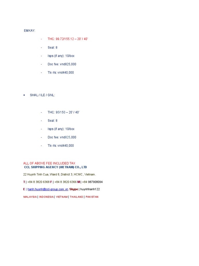 Emkay:: CCL Shipping Agency (Vietnam) Co., LTD | PDF | Business ...