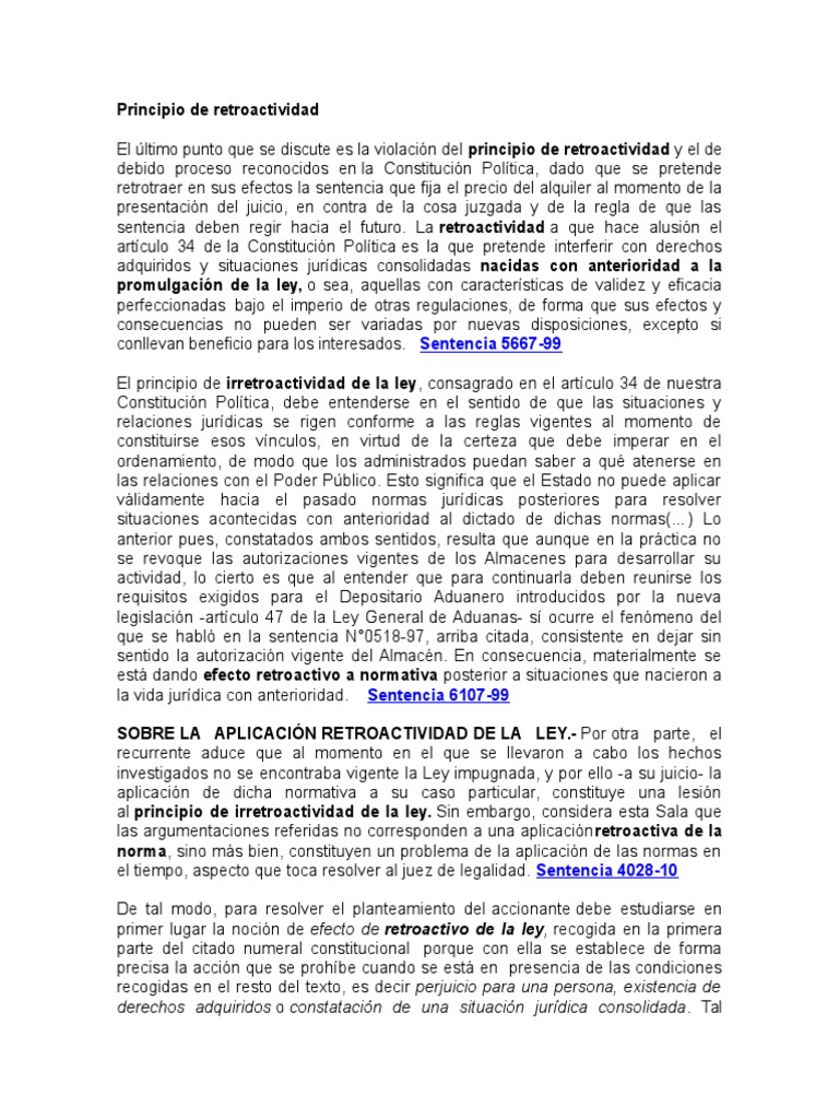 Principio de Retroactividad | PDF | Constitución | Principios éticos