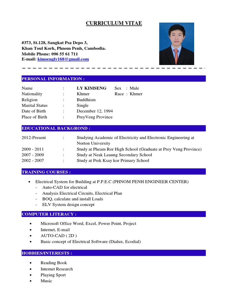 My Curriculum Vitae and Cover Latter (Ges Cambodian Co., Ltd. - 2016 ...