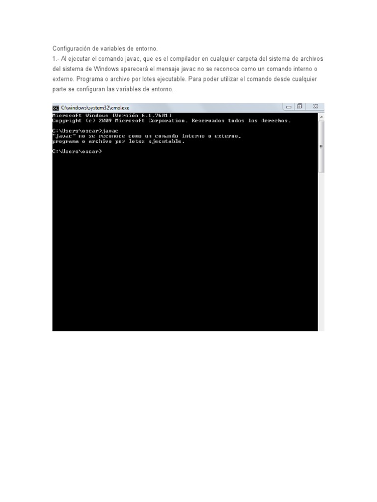 Ejercicio 2 Variables Entorno | PDF | Java (lenguaje de programación) | Compilador