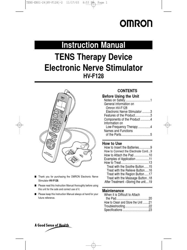 HV F128 Omron Tens Machine | PDF | Massage | Clinical Medicine