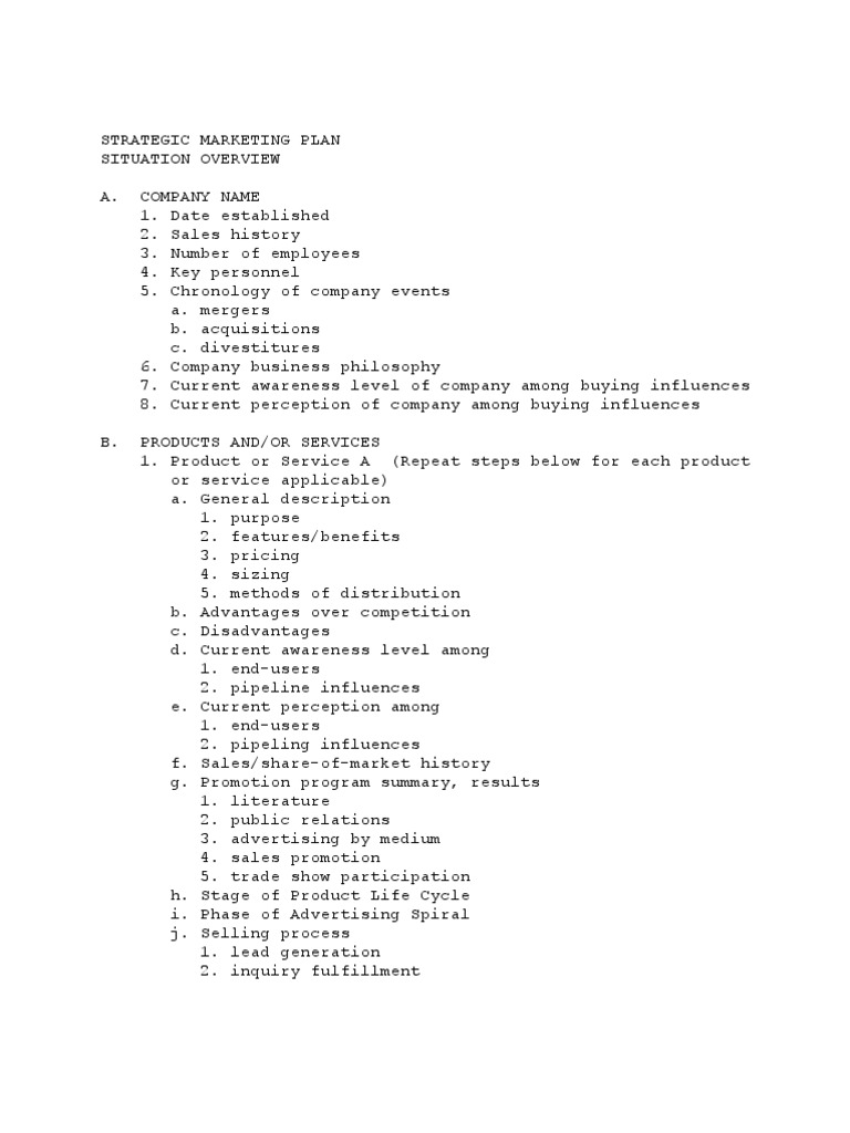 Strategic Marketing Plan Template - Text | Download Free PDF | Business