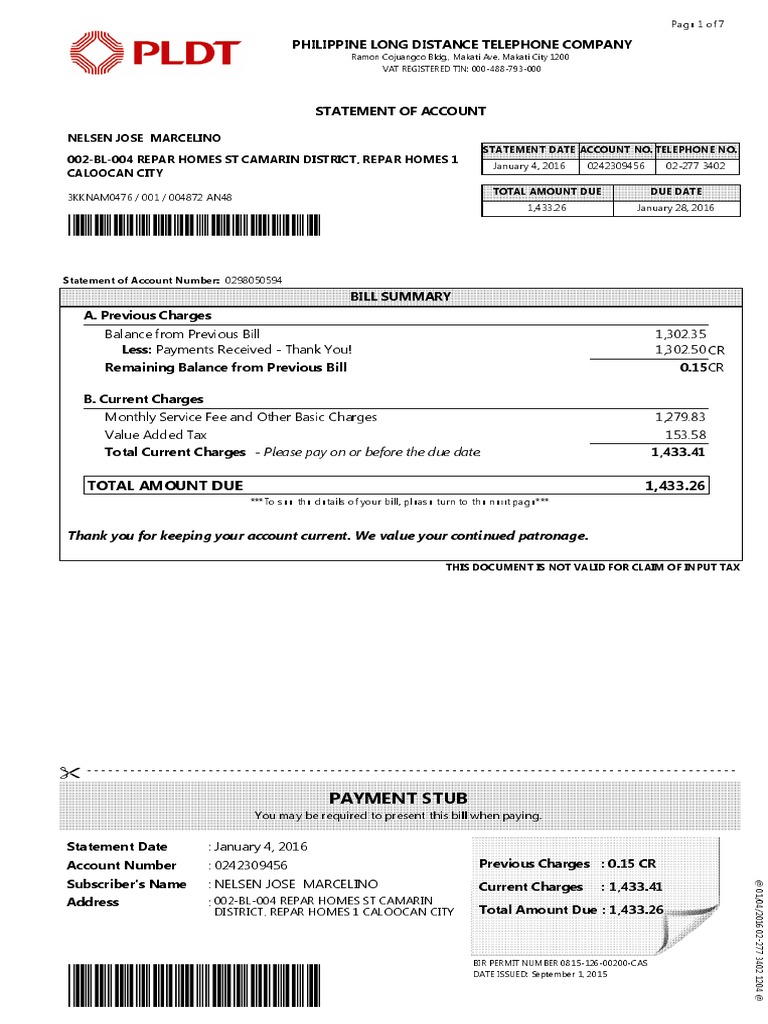 PLDT | PDF | Cheque | Value Added Tax