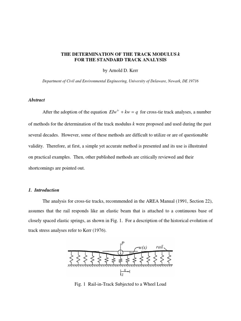 Track Modulus 1 PDF | PDF | Track (Rail Transport) | Bending