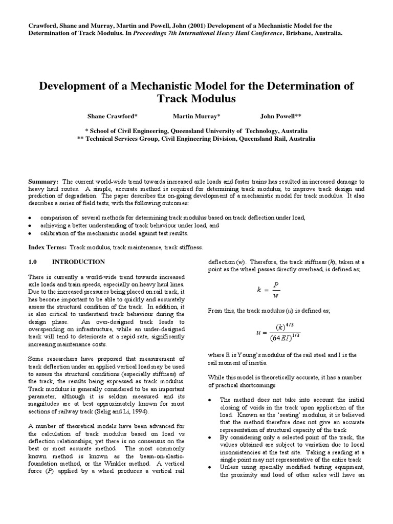 Track Modulus 2 | PDF | Track (Rail Transport) | Elasticity (Physics)
