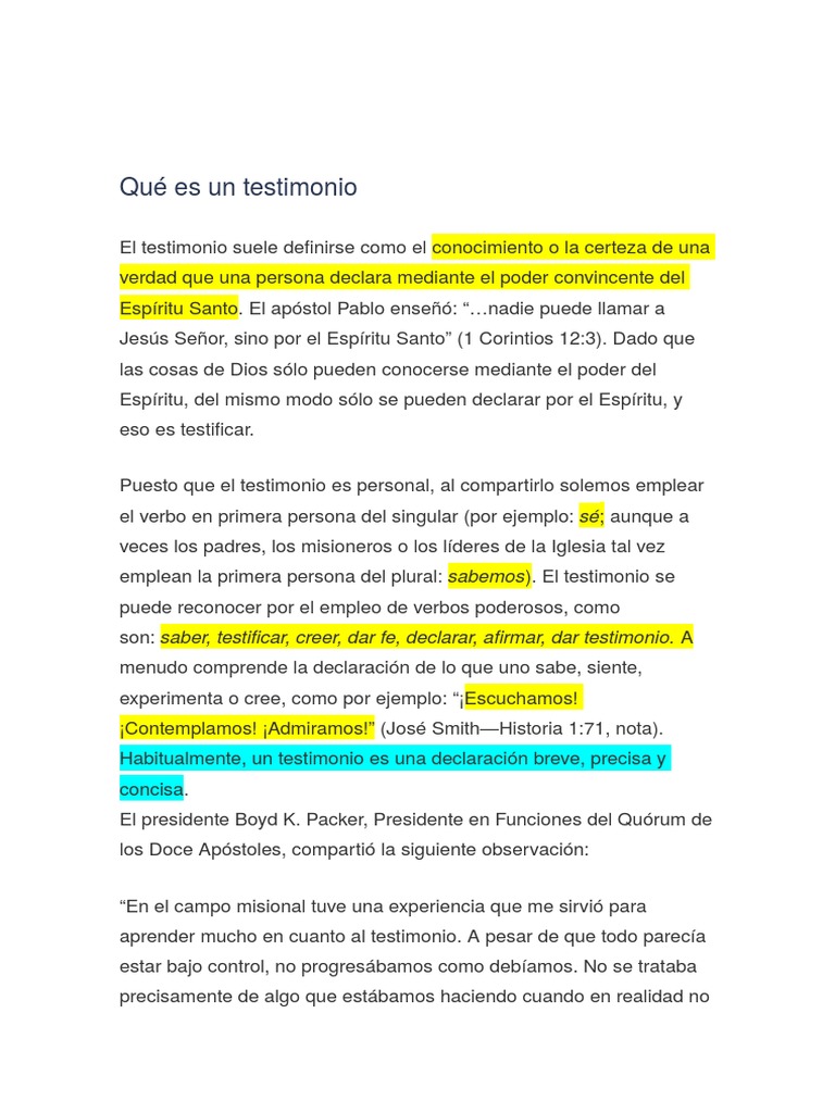 Qué Es Un Testimonio | Testimonio | Profeta