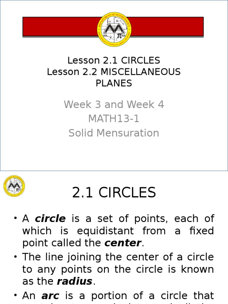 Lesson 2 MATH13-1 | PDF | Circle | Polygon