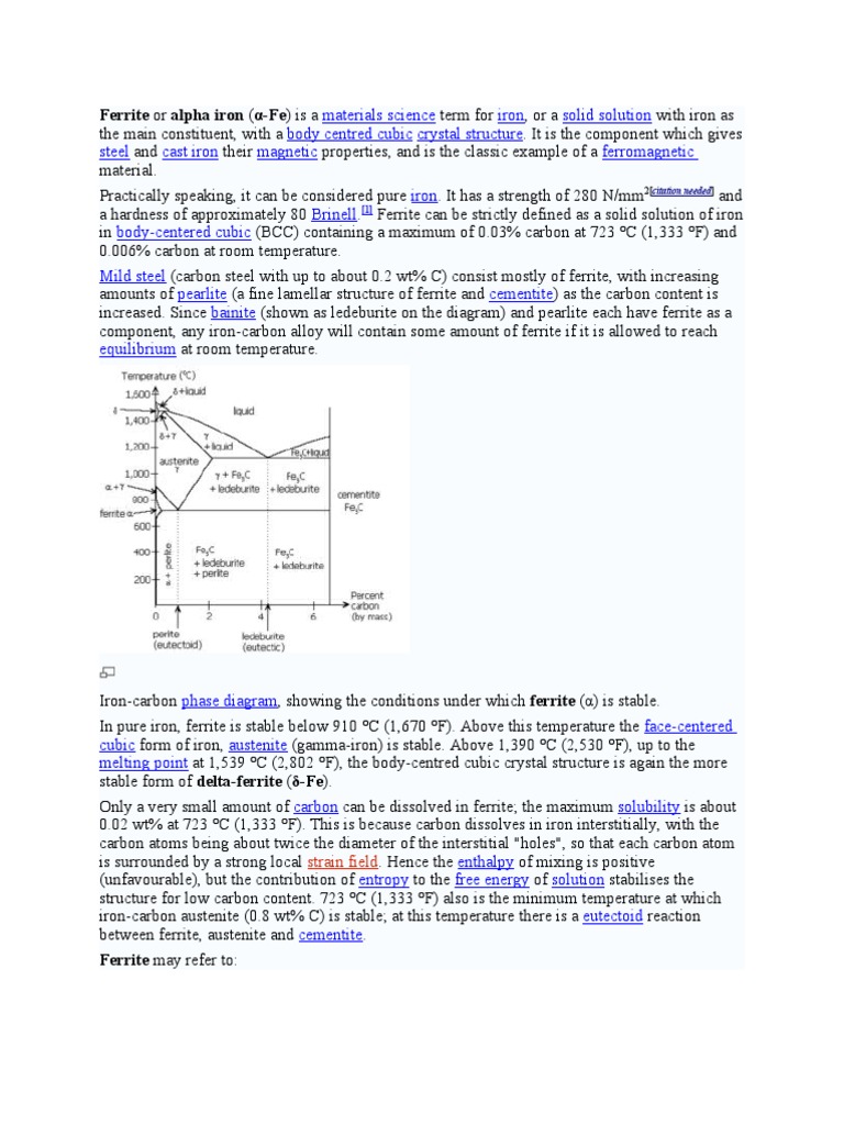 Ferrite or Alpha Iron | PDF | Metals | Electromagnetism