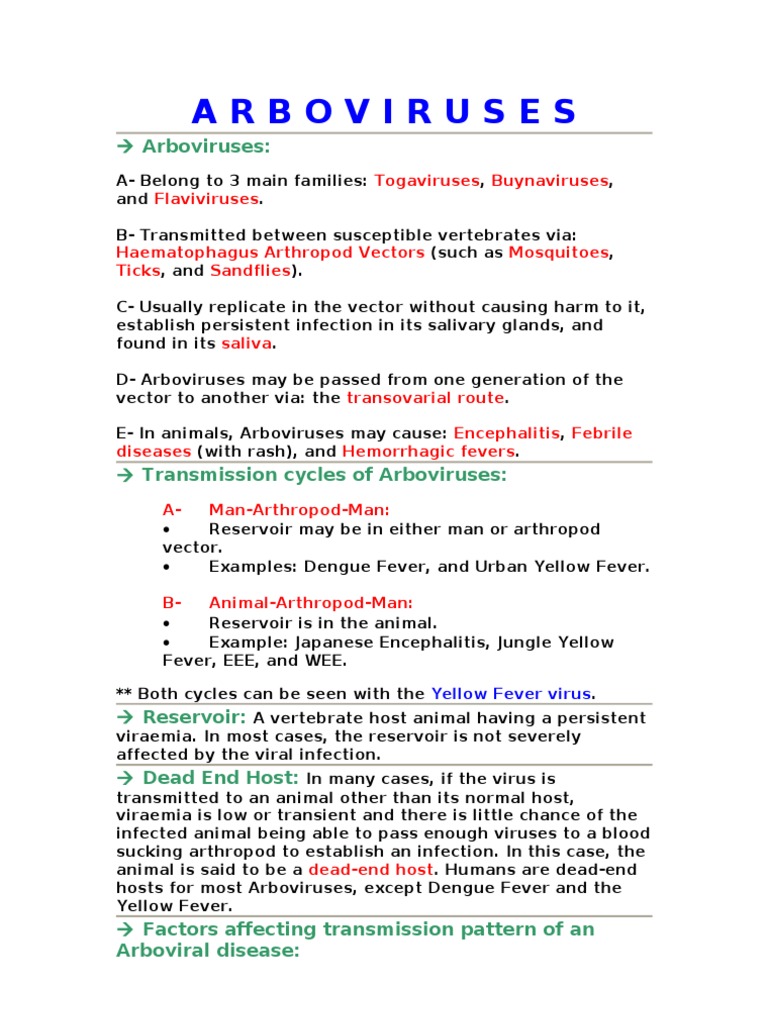 Arboviruses | Clinical Pathology | Medical Specialties