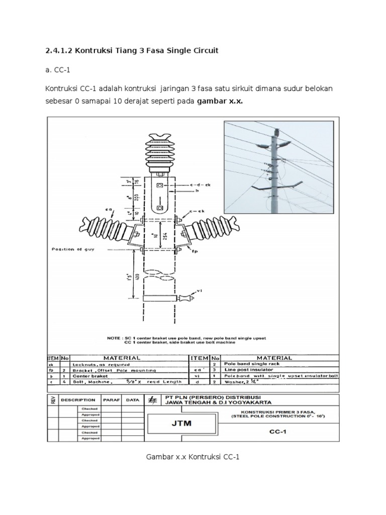 Kontruksi Tiang 3 Fasa Single Sirkit | PDF