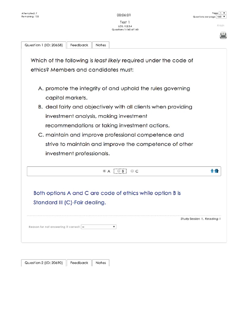 CFA Practice Test | PDF