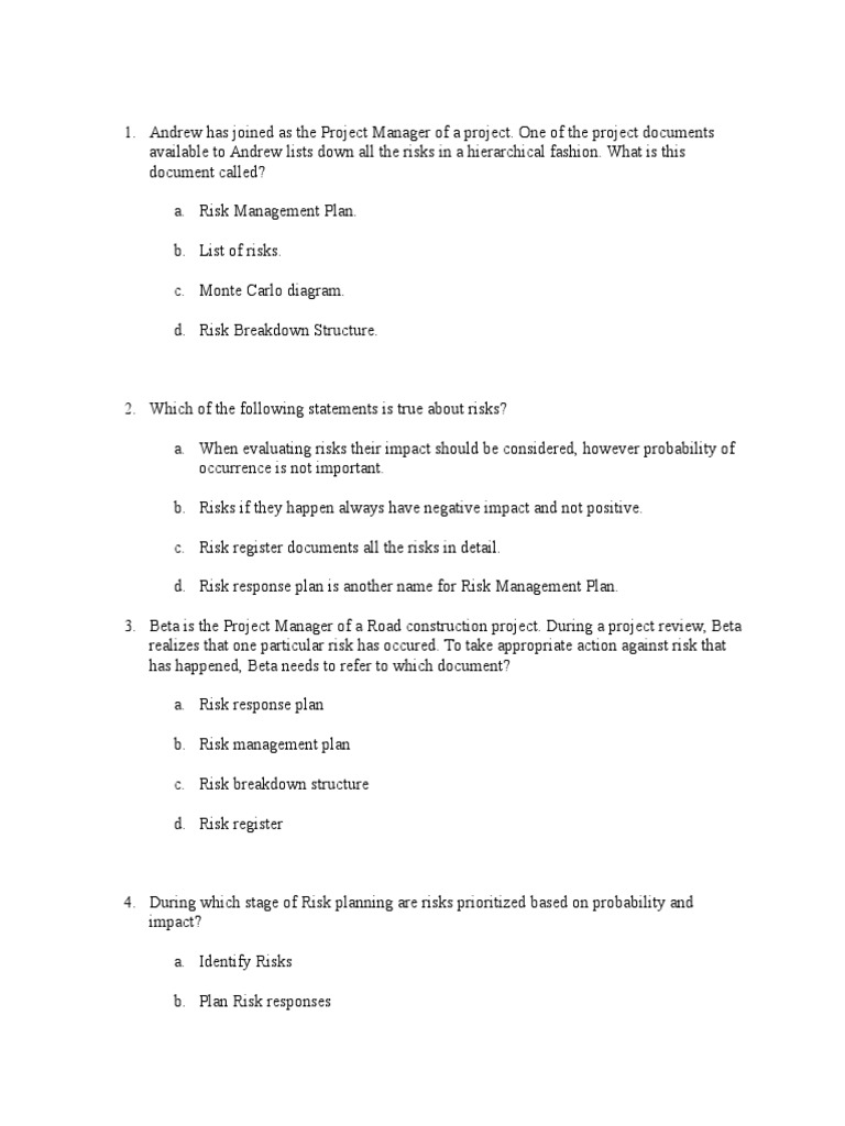 RMP - Questions | Download Free PDF | Risk Management | Risk