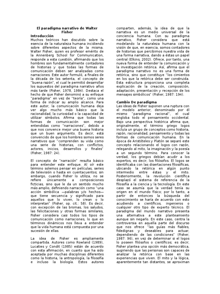 El Paradigma Narrativo de Walter Fisher | PDF | Verdad | Razón