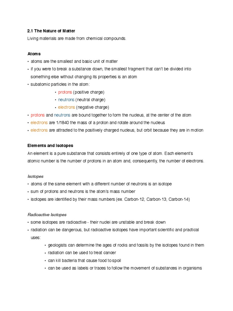 Chapter 2 Notes and Worksheets | PDF | Atoms | Covalent Bond