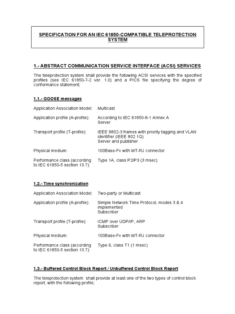 IEC 61850 Specification For A Teleprotection IED | PDF | Transmission ...