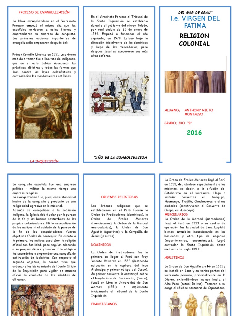 Triptico Religion Colonial | PDF | Religión y creencia