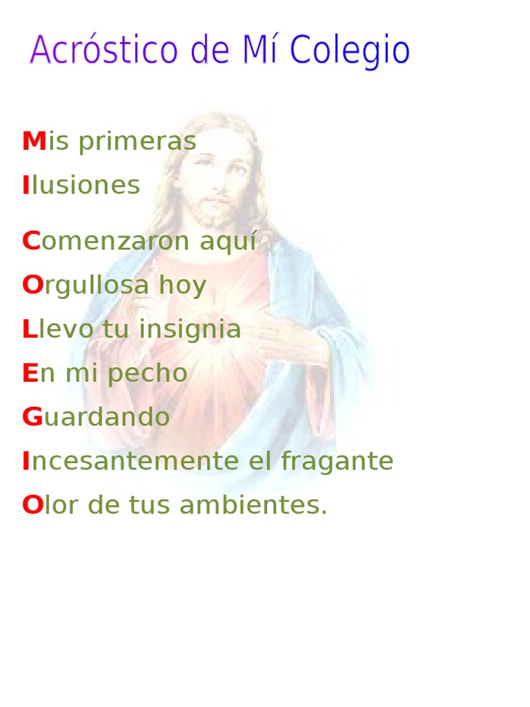 Acróstico para mi colegio querido | PDF | Escuelas | Enseñando y ...
