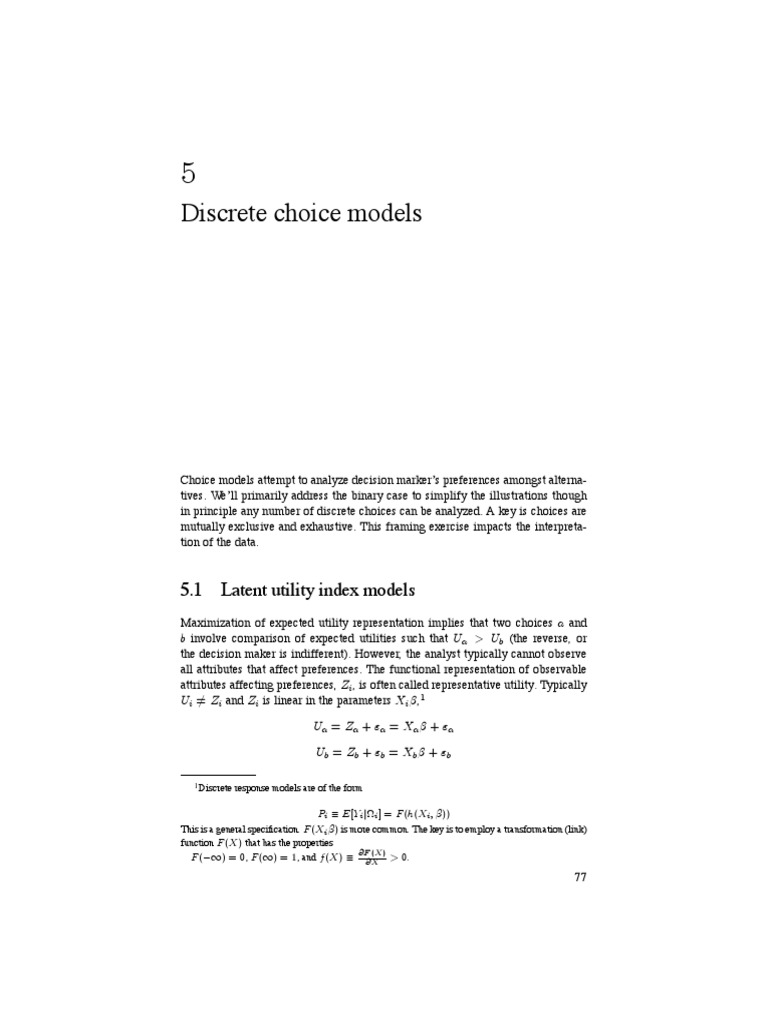 Chapter 5 Discrete Choice Models | PDF | Logistic Regression ...