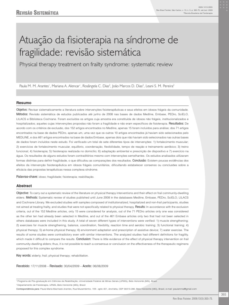 Atuação Da Fisioterapia Na Sindrome Da Fragilidade | PDF ...