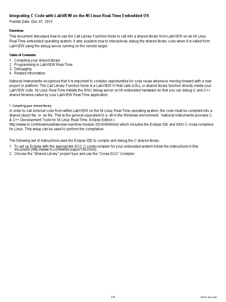 Integrating C Code With LabVIEW | PDF | Library (Computing) | Integrated Development Environment