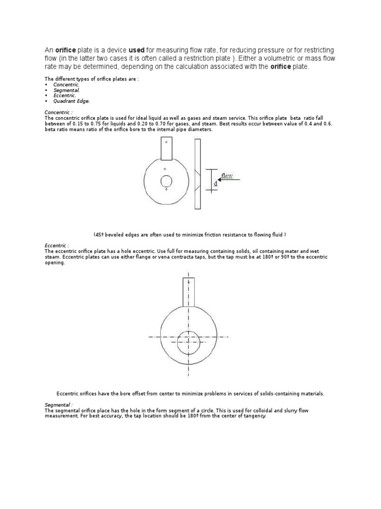 The Different Types of Orifice Plates Are | PDF | Technology & Engineering