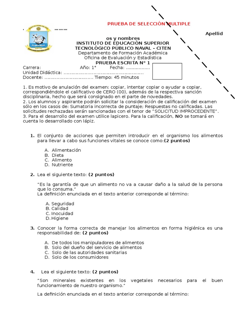 Prueba Seleccion MULTIPLE | PDF | Prueba (evaluación) | Ejercicio físico