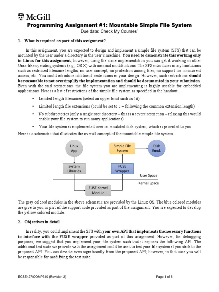 Design and Implementation of a Mountable Simple File System (SFS) for ...