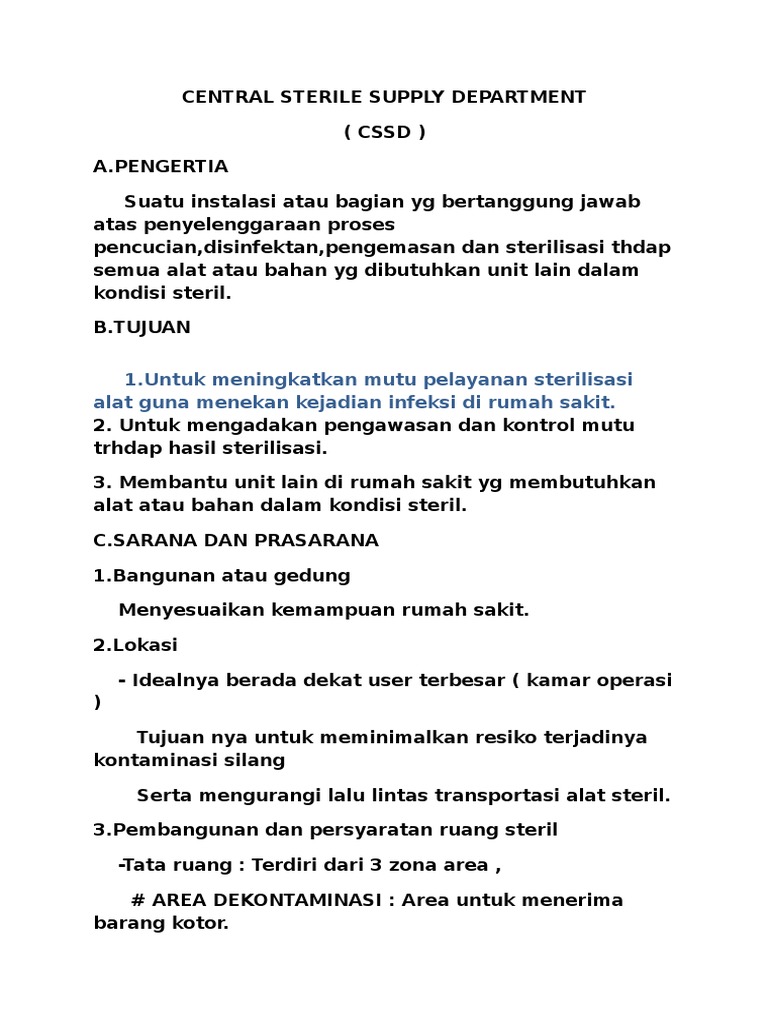 Konsep Dasar CSSD | PDF